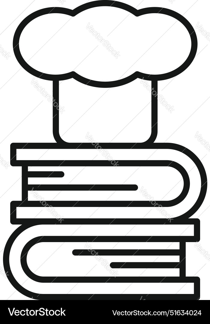 Chef hat standing on books representing culinary Vector Image