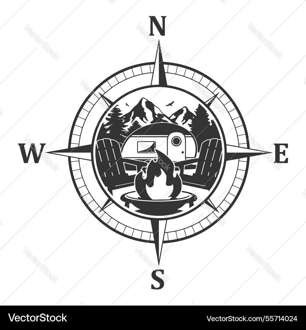 Compass camp clip art Royalty Free Vector Image