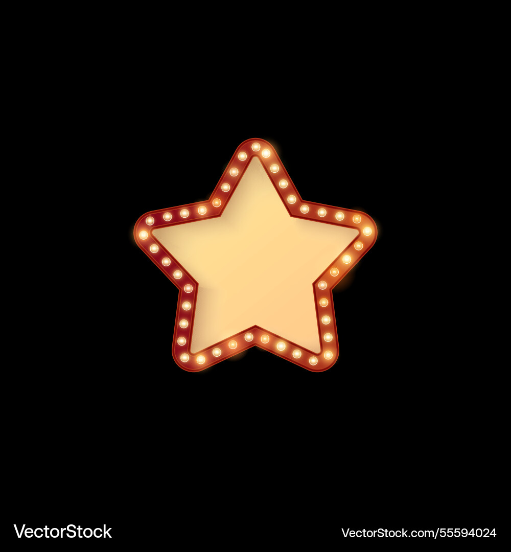 Glowing light bulbs on red star frame lamp Vector Image