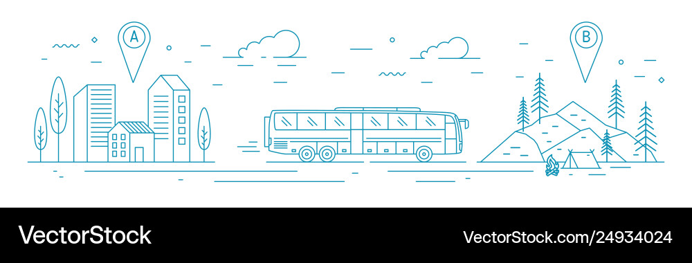 Monochrome banner template with bus riding from Vector Image