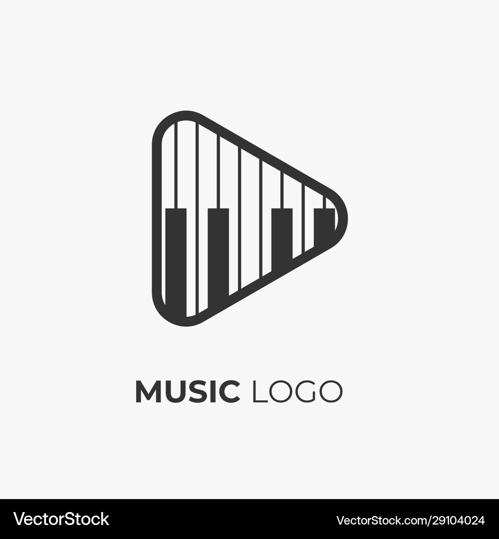 Music logo design piano key with play button Vector Image