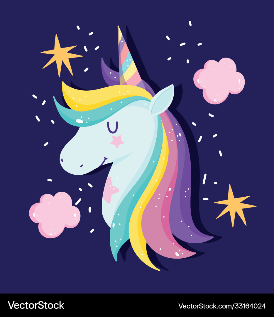 Rainbow Unicorn with Stars Royalty Free Vector Image