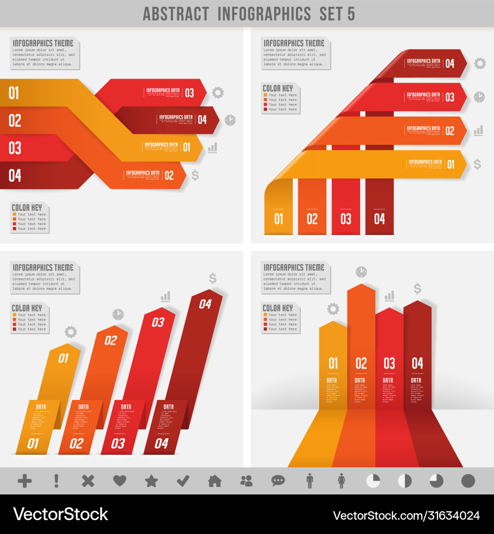 Red ribbons infographics template with copy text Vector Image