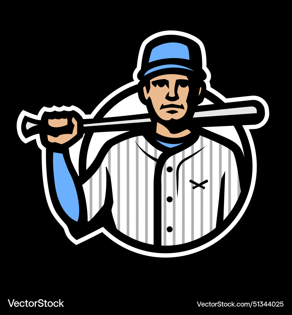 Baseball player with bat logo Royalty Free Vector Image