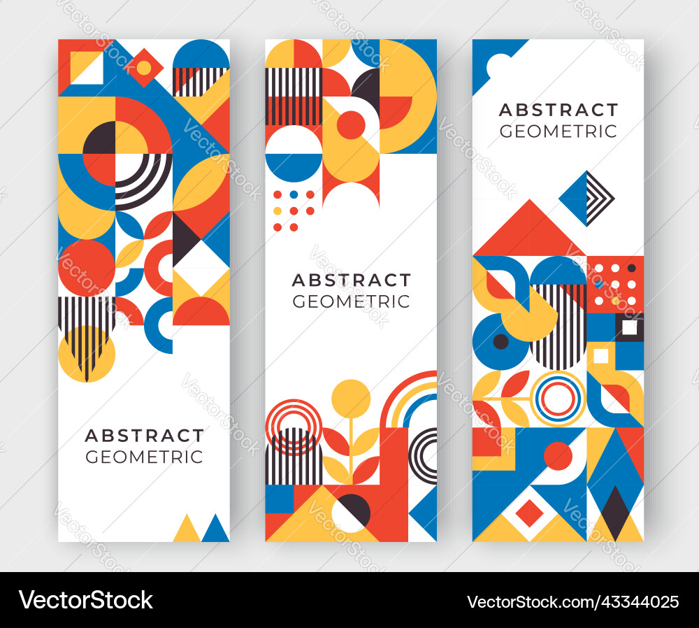 Bauhaus inspired three vertical banners Royalty Free Vector