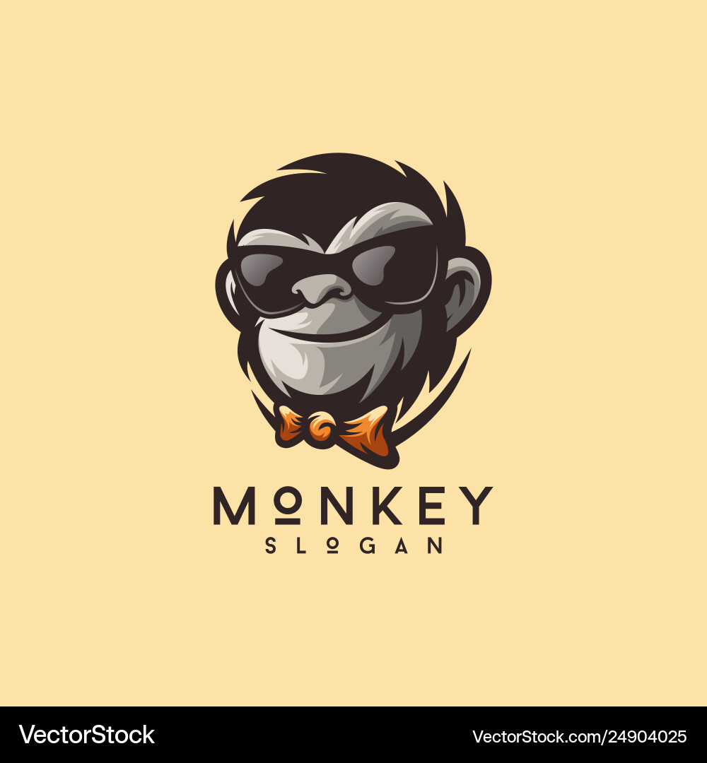 Cool monkey logo design Royalty Free Vector Image