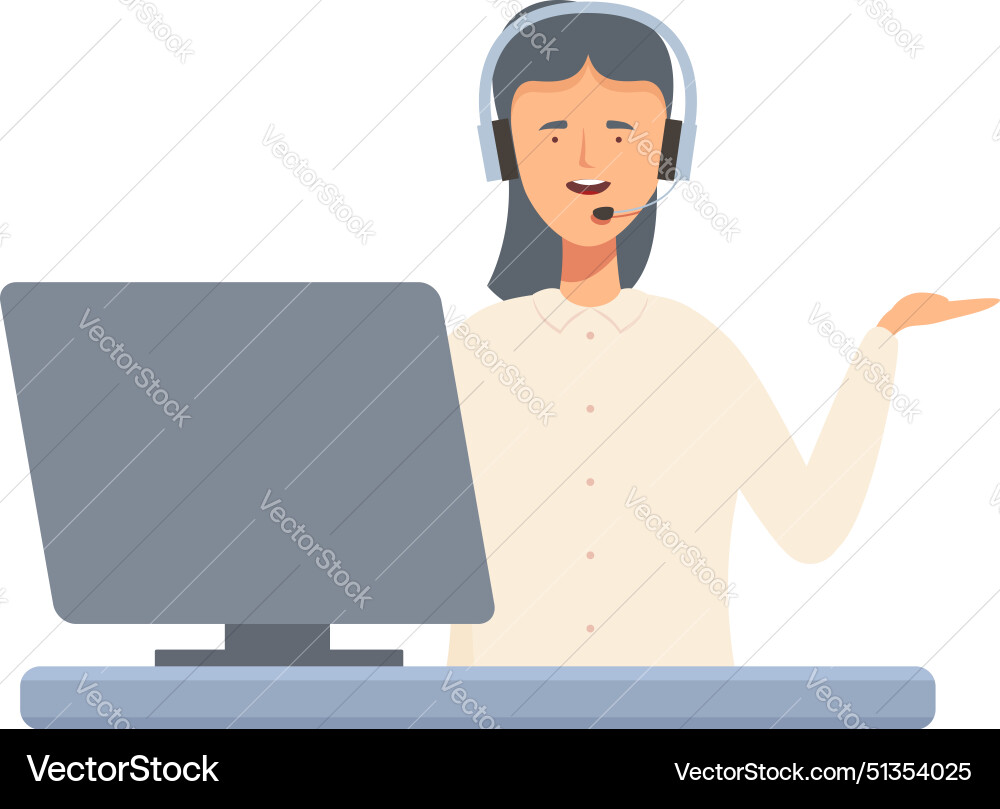 Customer support representative with headset Vector Image