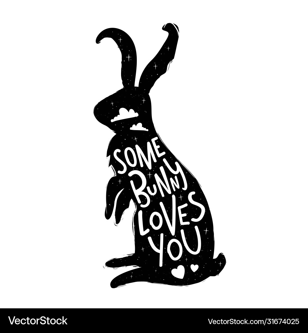 Cute Rabbit Silhouette Print Royalty Free Vector Image