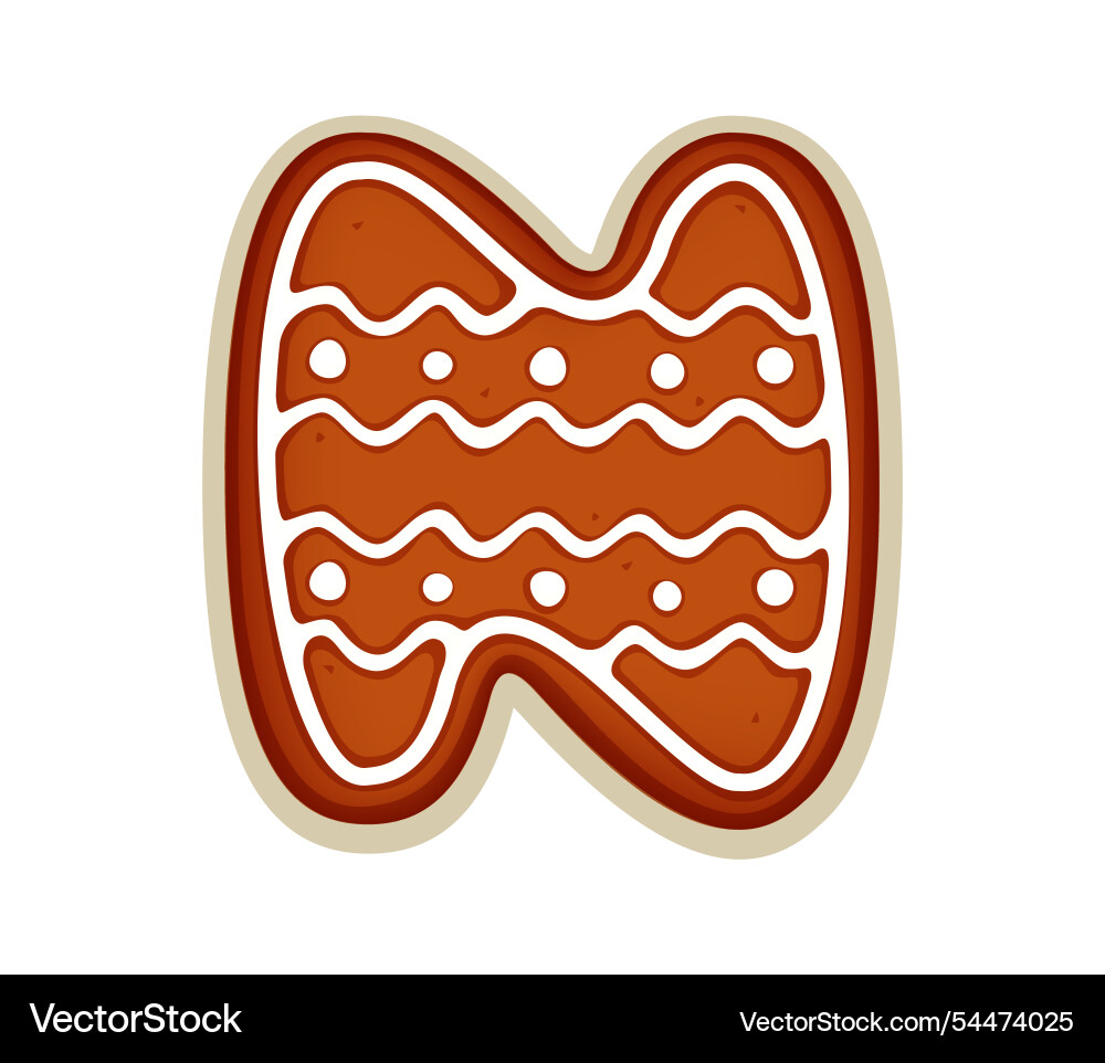 Gingerbread christmas font type cookie letter n Vector Image