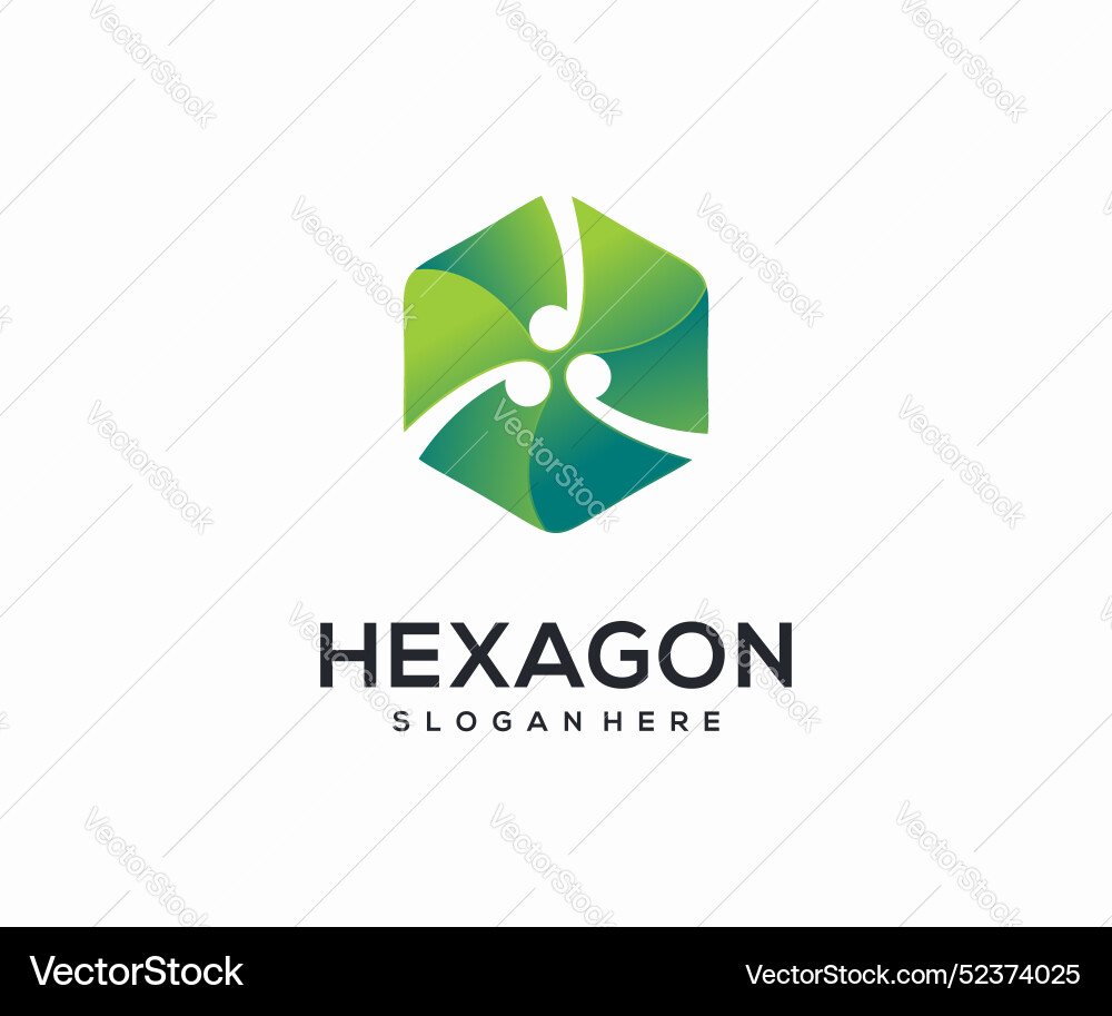 Green hexagon logo design concept template Vector Image
