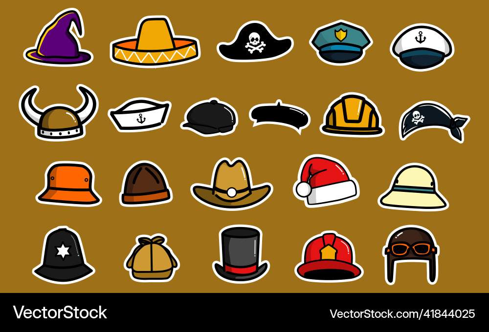 Hat sticker collection – Free Vector | VectorStock