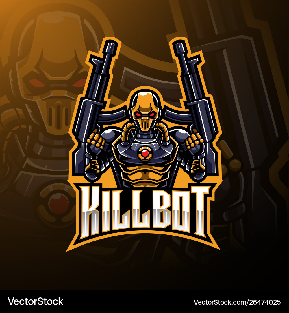 Kill Roboter Maskottchen Logo Design Lizenzfreier Vektor