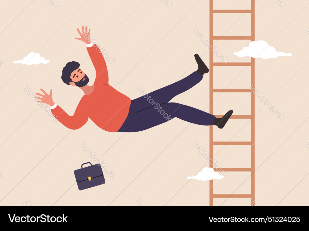 Man falling down the career ladder troubles Vector Image