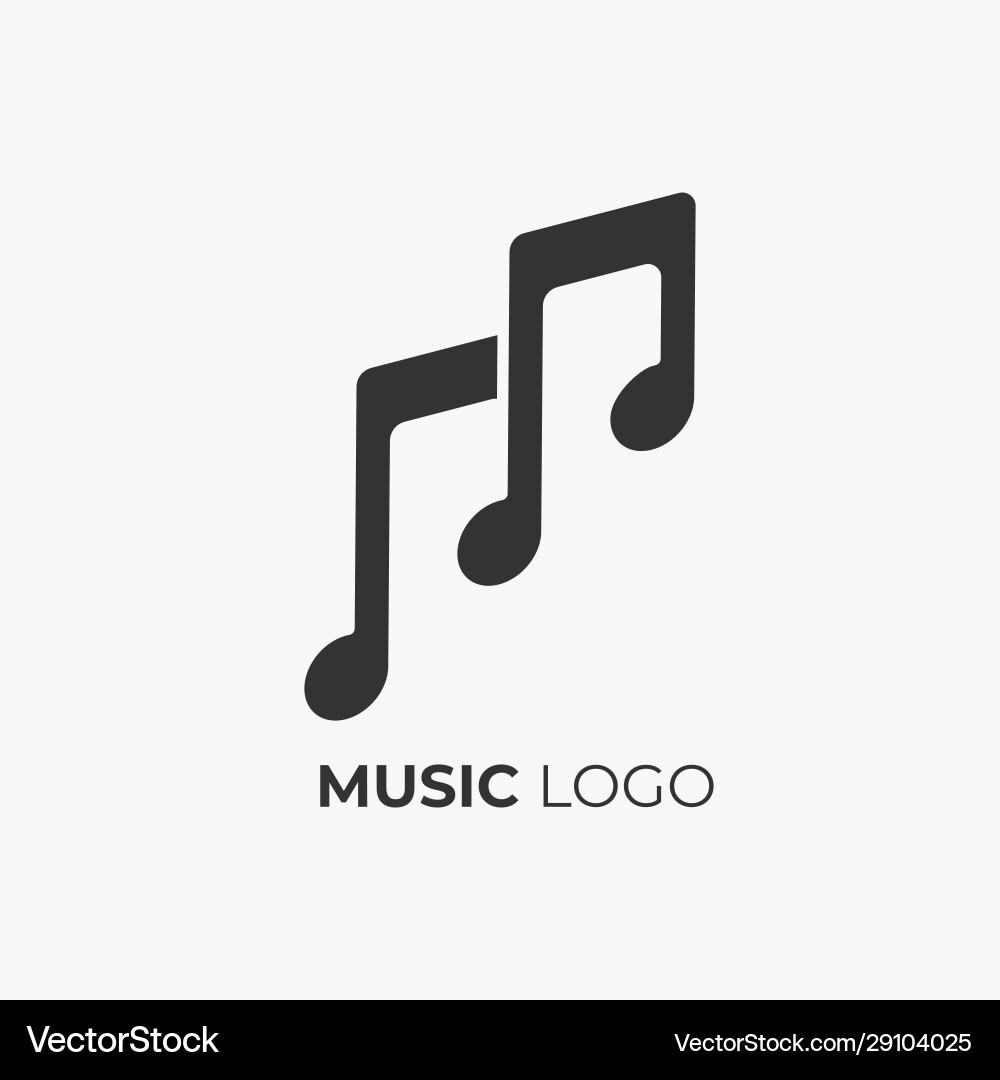 Music logo design letter m with note emblem Vector Image