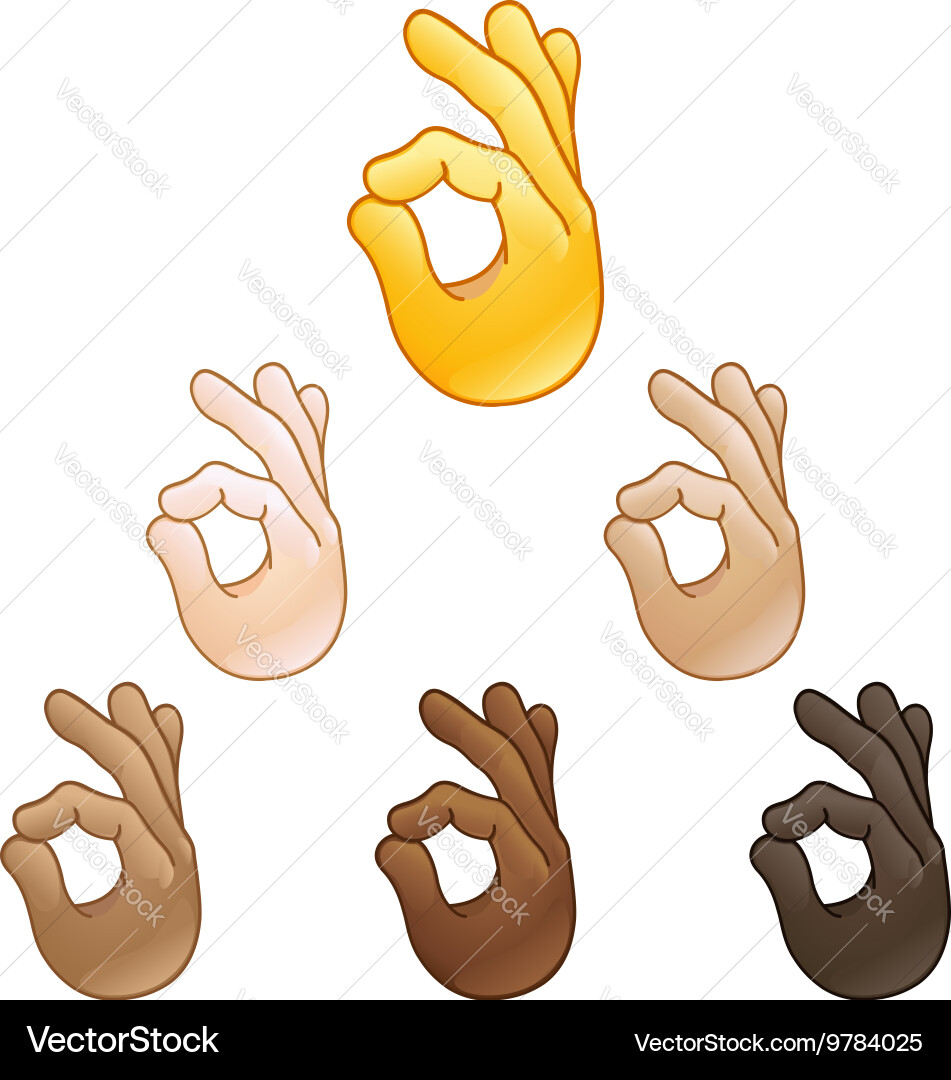 Ok Hand Signs - Diverse Skin Tones Royalty Free Vector Image