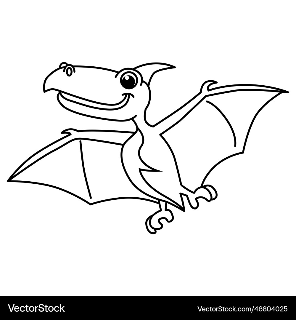 Pterosaurs cartoon coloring page for kids Vector Image