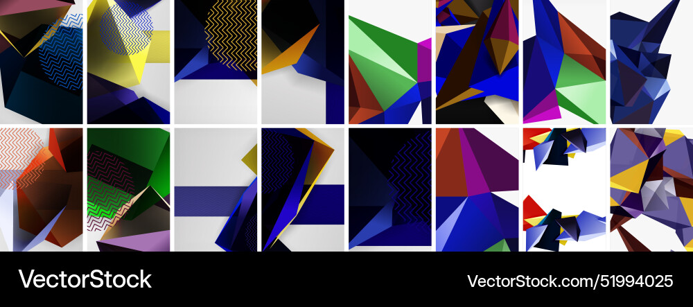 Set of low poly triangles poster geometric Vector Image