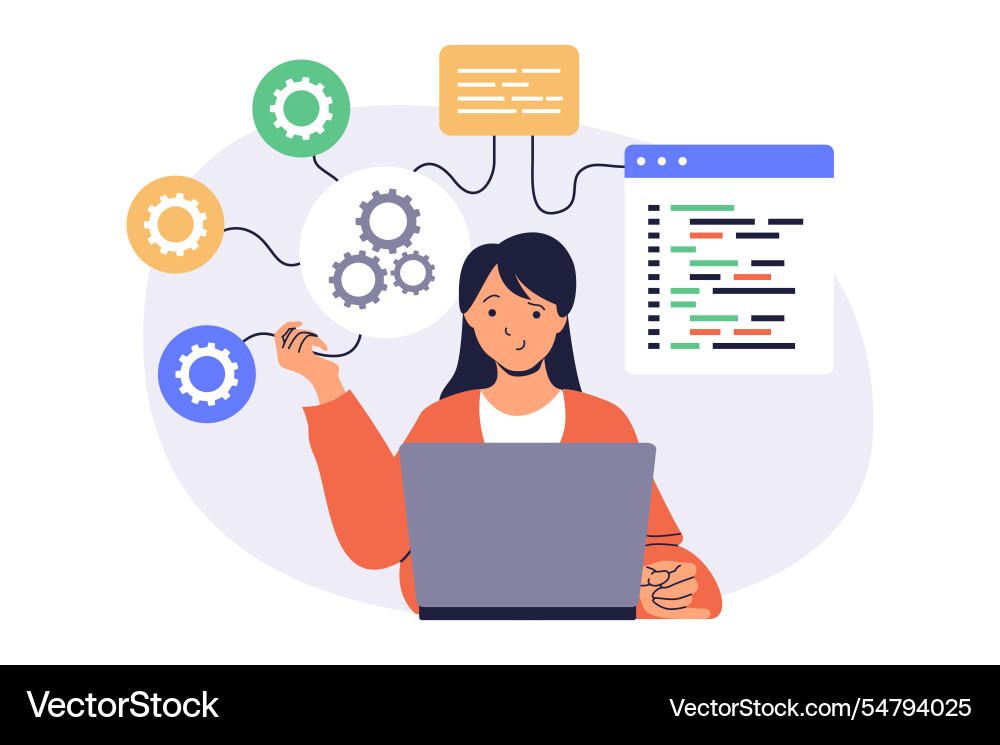 System administrator web concept with flat cartoon