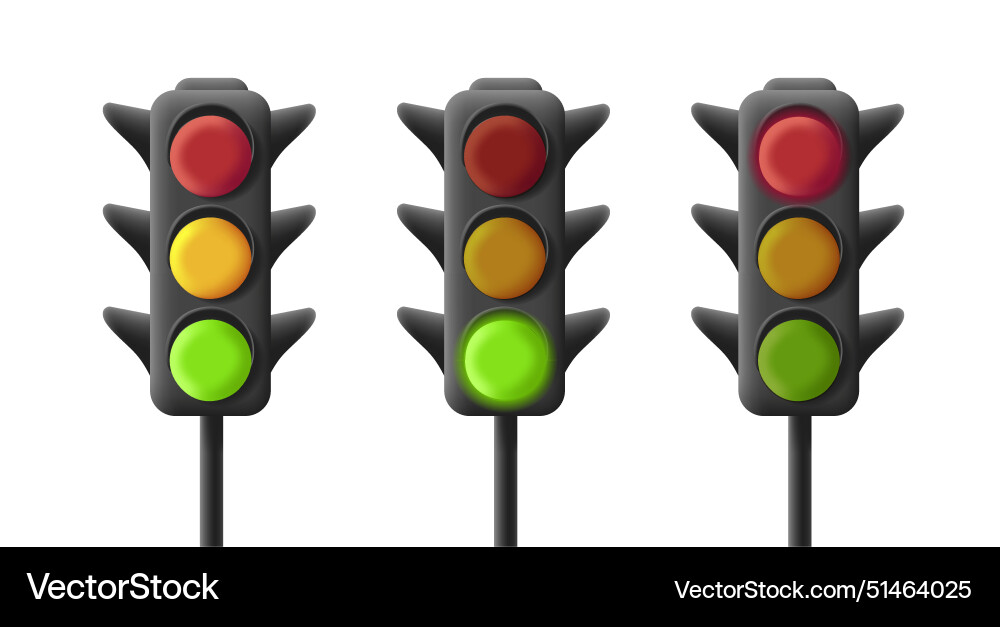 Traffic lights with all three colors on one Vector Image