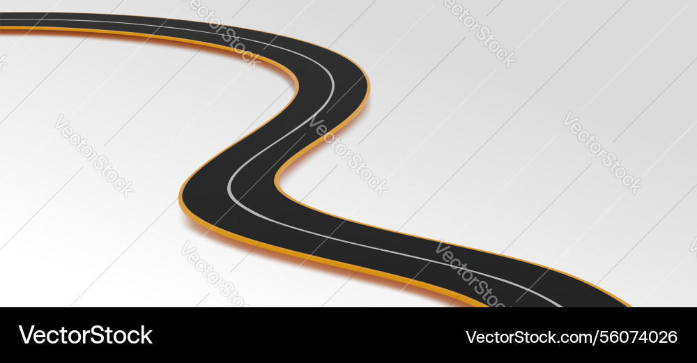 3d road highway curve with black asphalt surface Vector Image