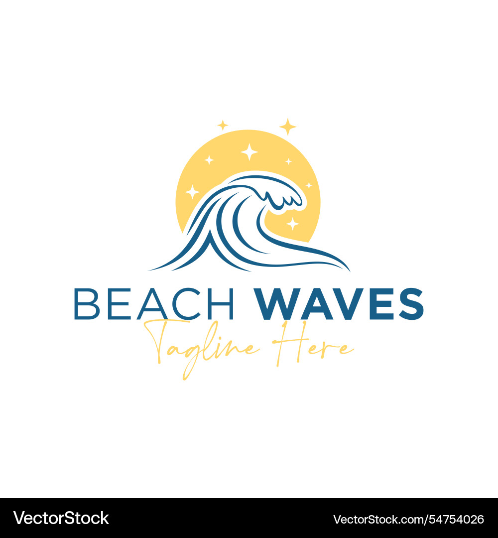 Beach wave logo Royalty Free Vector Image - VectorStock
