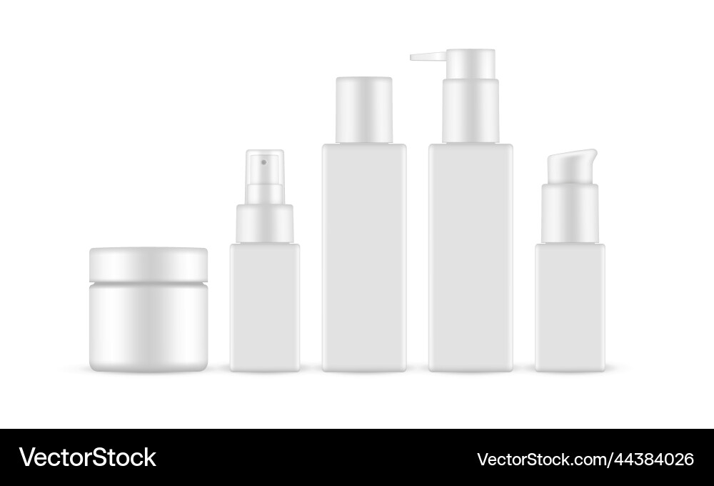 Cosmetics skin care plastic packaging bottles Vector Image