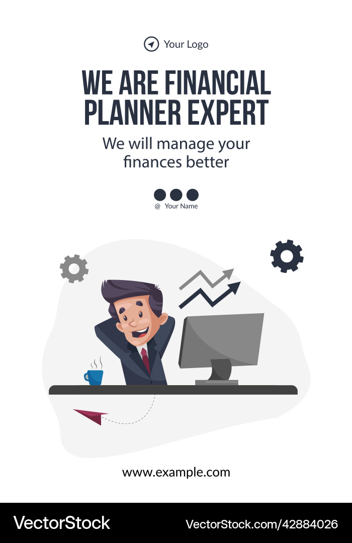 Financial planner expert portrait template design Vector Image