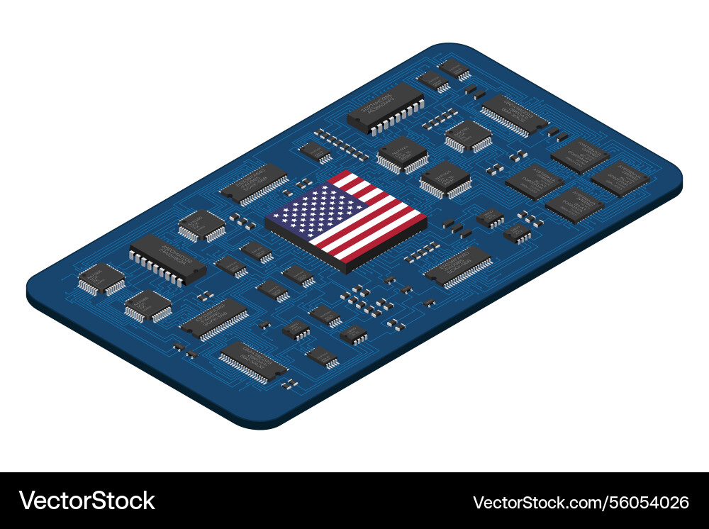Isometric electronic board with usa flag Vector Image