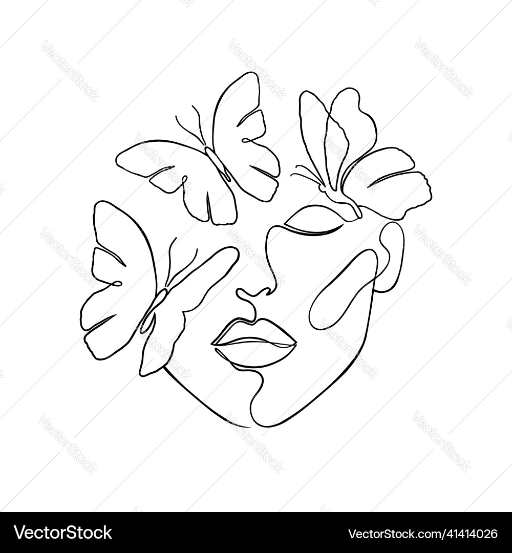 Minimal woman face Royalty Free Vector Image - VectorStock