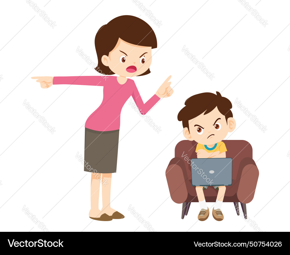 Parent angry to kid addicted phone Royalty Free Vector Image