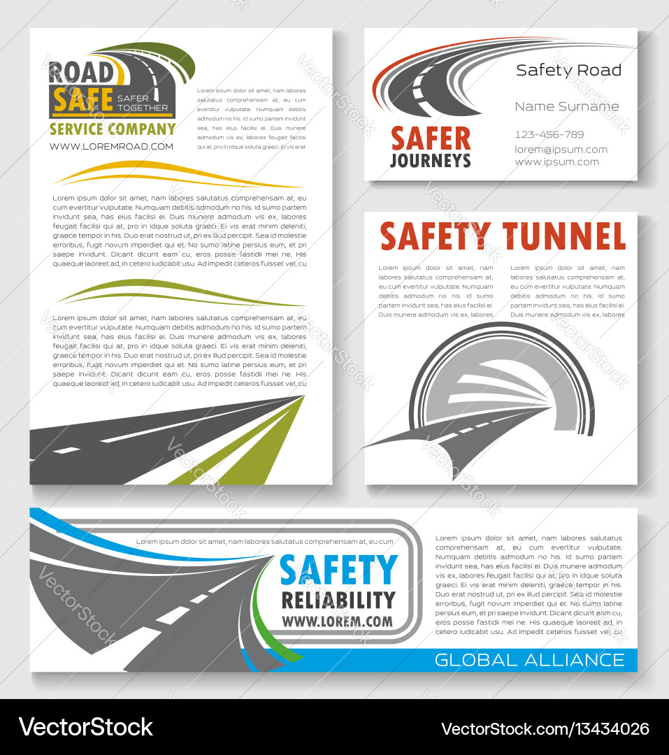 Road construction traffic safety banner template Vector Image