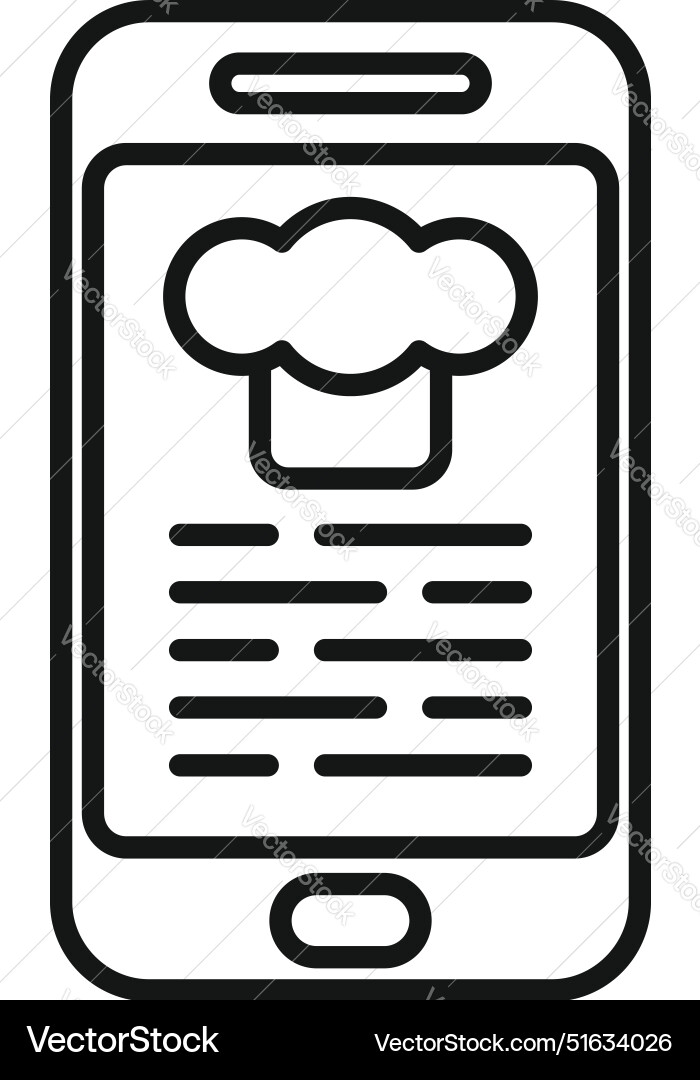 Smartphone showing online recipe app with chef hat