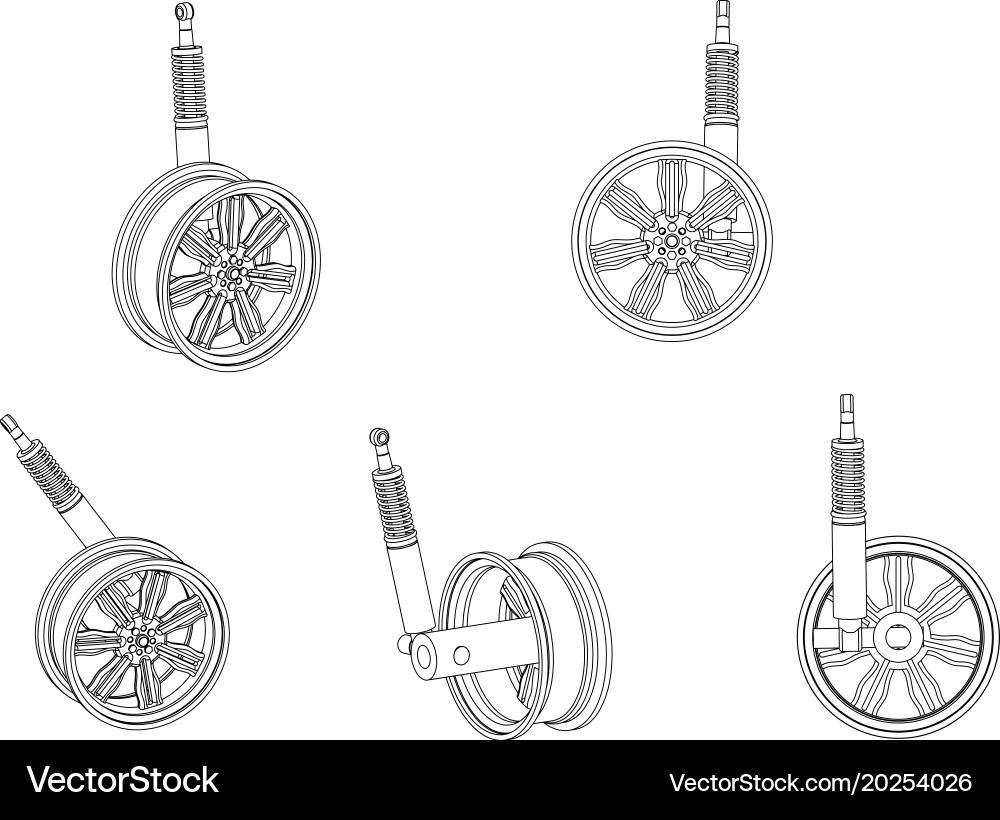Wheel with shock absorber on a white Royalty Free Vector