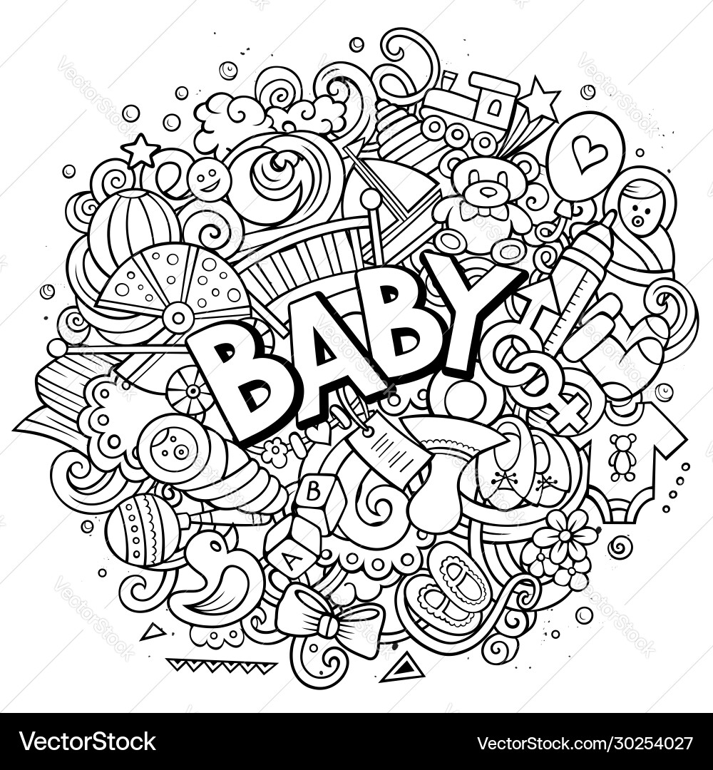 Baby hand drawn cartoon doodles Royalty Free Vector Image