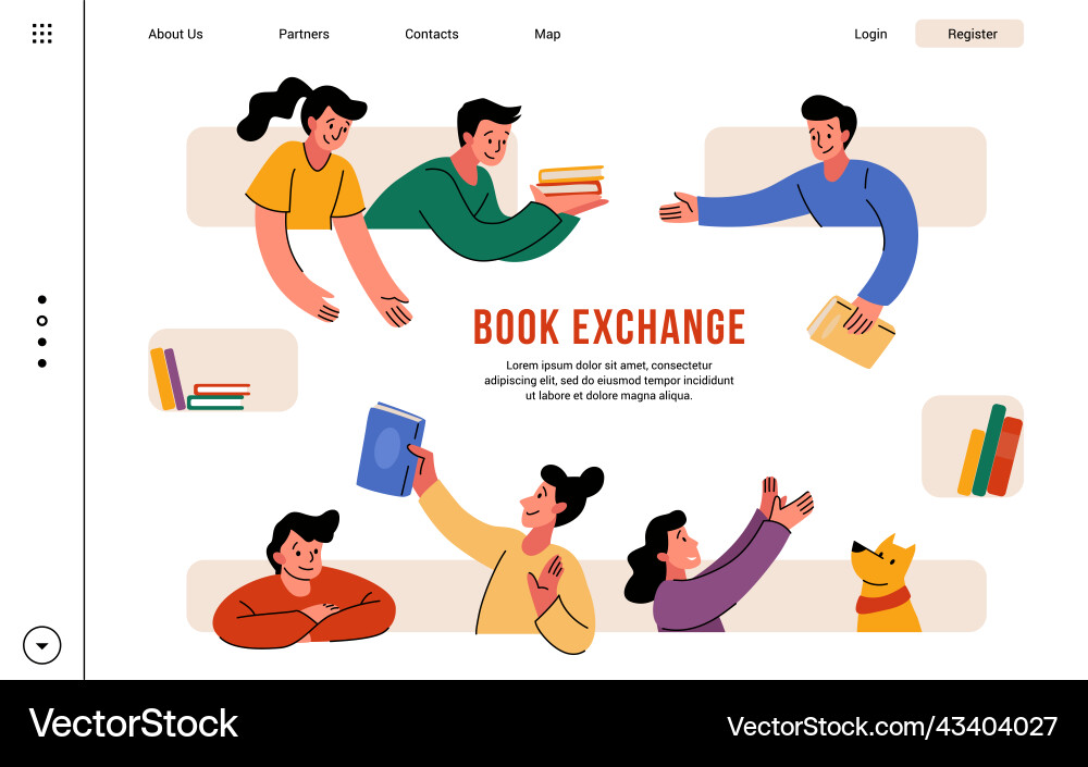 Book gift swap landing page library exchange Vector Image