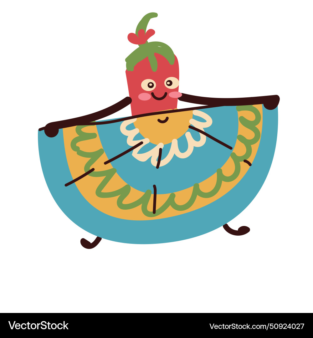 Fun cute character chilli pepper dancing Vector Image