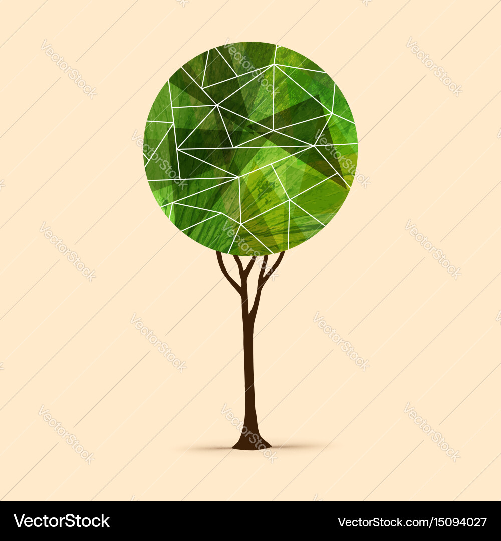 Green tree abstract geometric design Royalty Free Vector