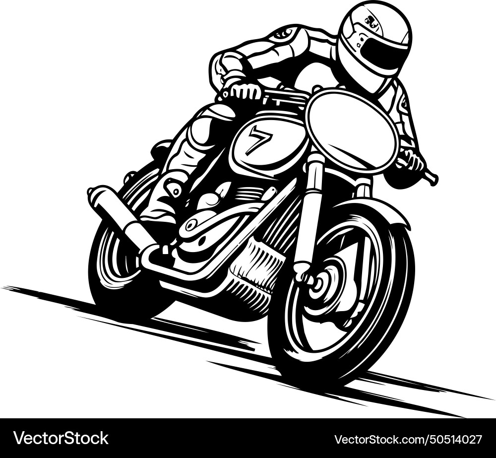 Motorcyclist on a motorcycle monochrome Royalty Free Vector