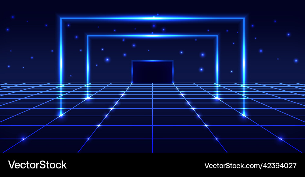 Neon Cyber Portal - Synthwave Gate Royalty Free Vector Image