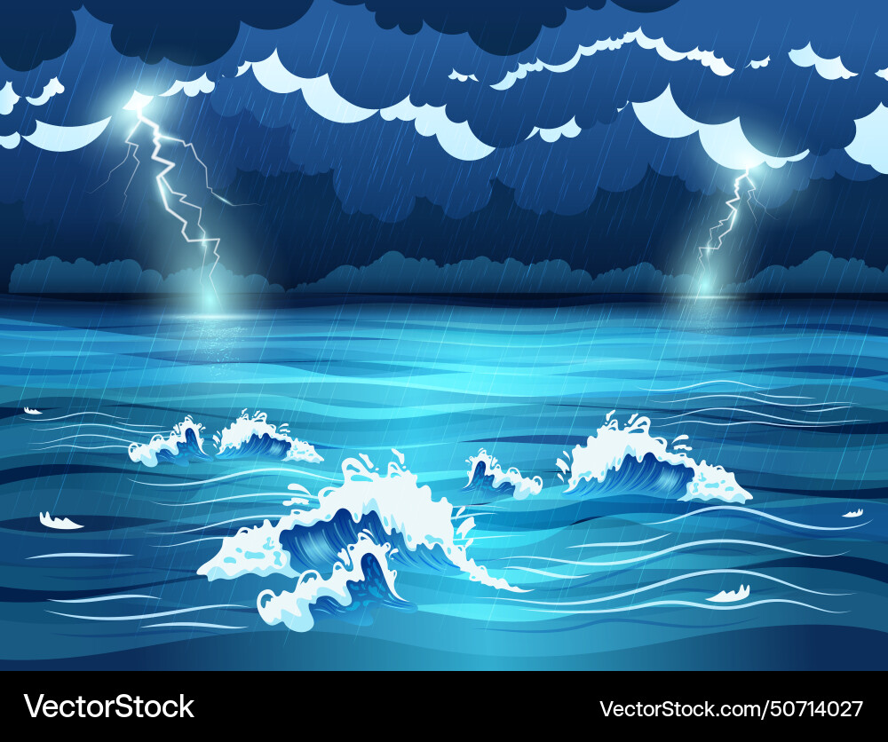 Sea storm Royalty Free Vector Image - VectorStock
