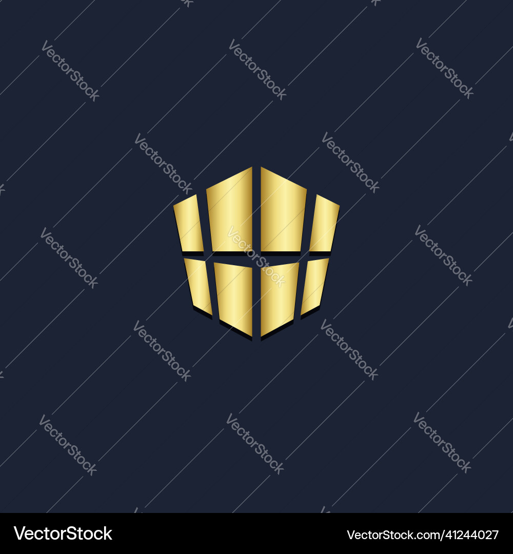 Shape cube abstract gold logo Royalty Free Vector Image