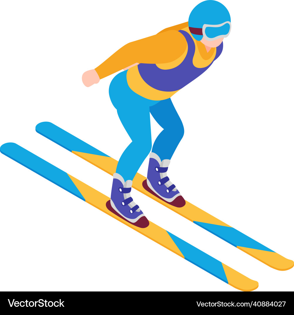 Ski jumping isometric composition Royalty Free Vector Image