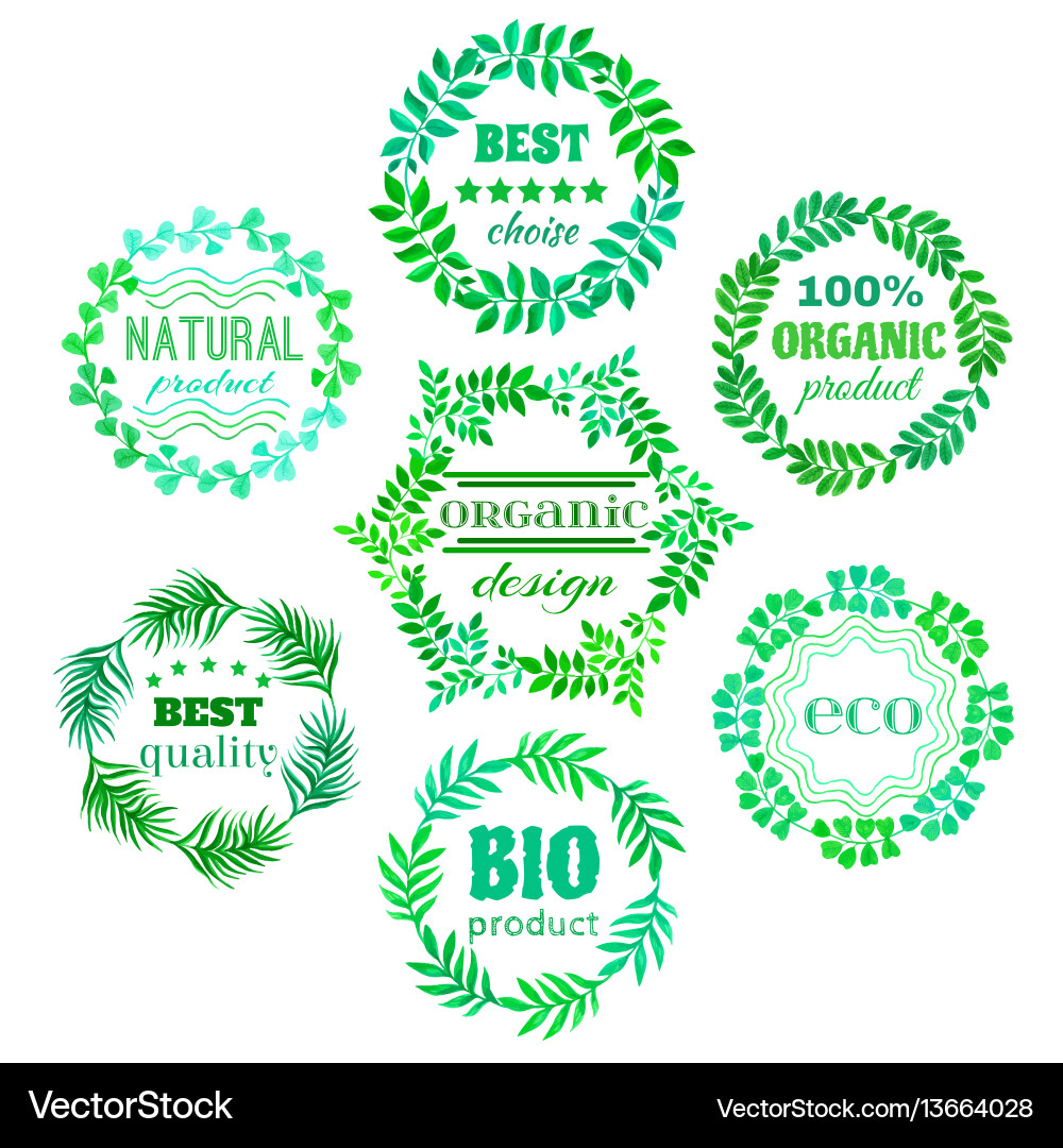 Badges with watercolor texture isolated Royalty Free Vector