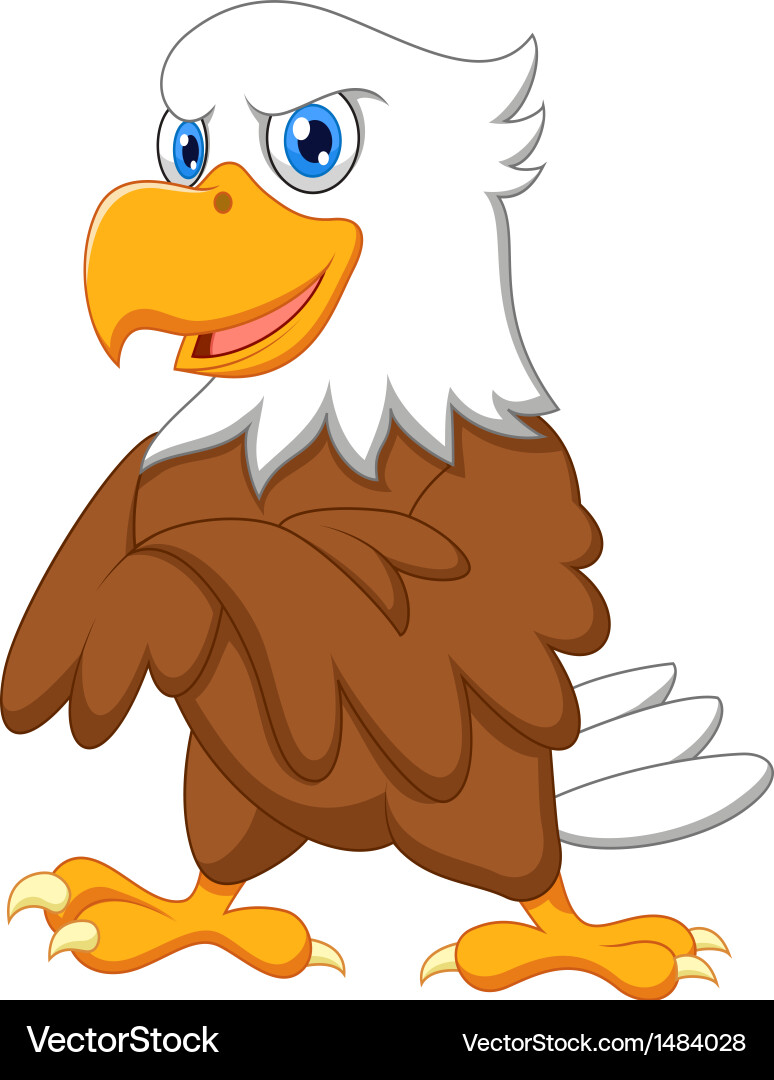 Cute eagle cartoon posing Royalty Free Vector Image