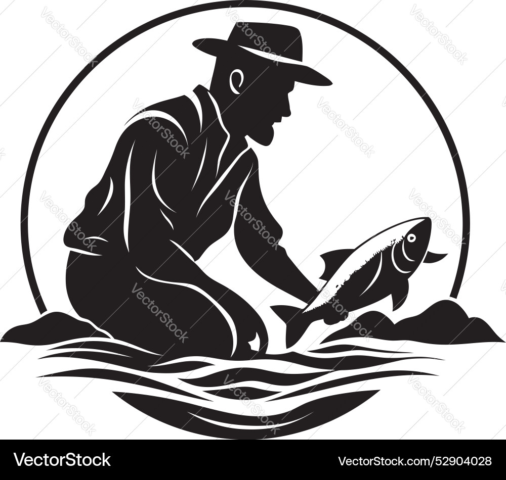 Eye catching fisherman logo icon Royalty Free Vector Image