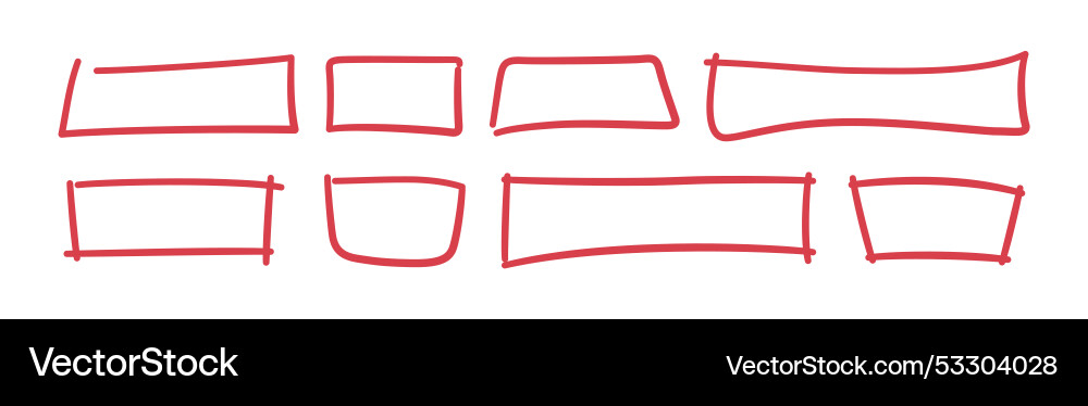 Free hand drawn rectangle frames set doodle red Vector Image