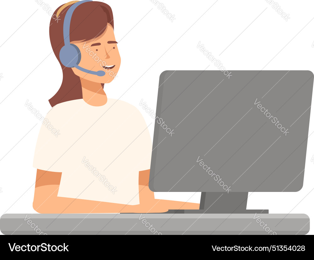 Friendly customer service representative at work Vector Image
