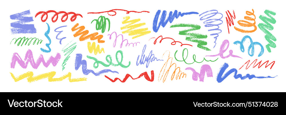 Hand drawn doodle color charcoal pencil curly Vector Image