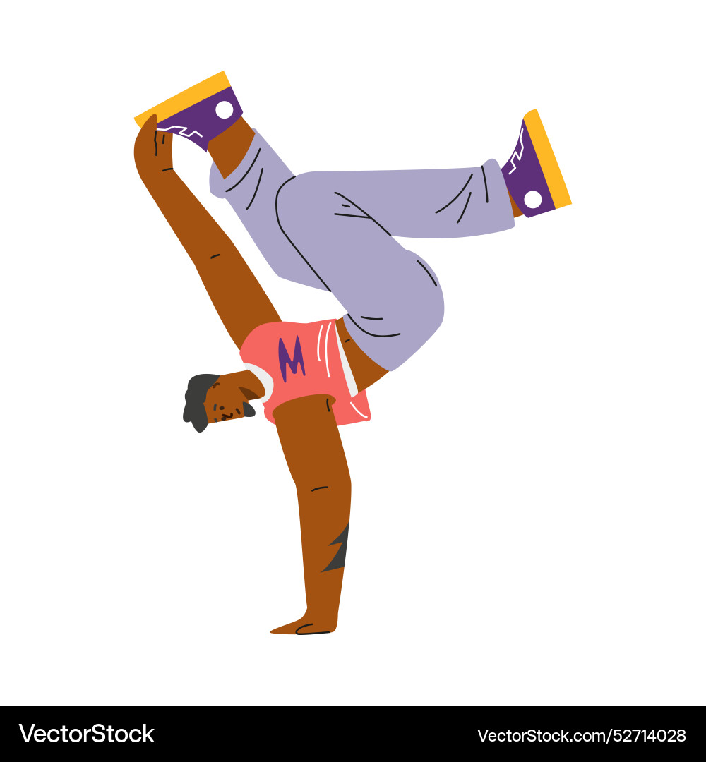 Hip hop breakdancer in handstand pose Royalty Free Vector