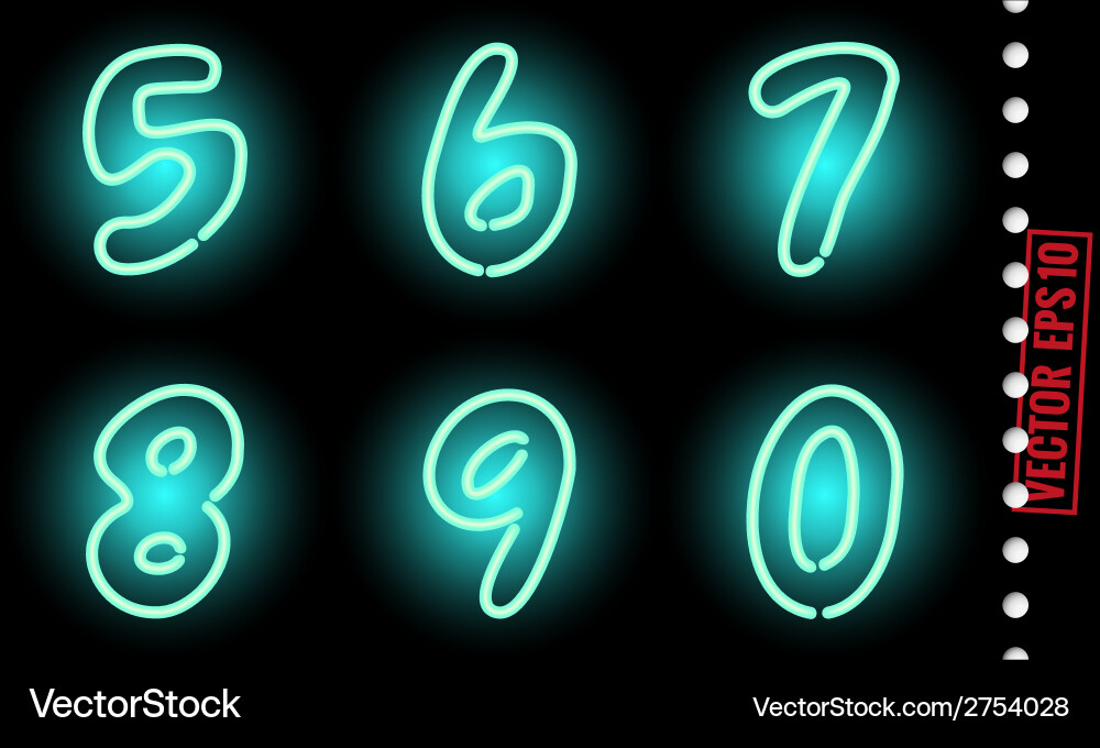 Neon numbers Royalty Free Vector Image - VectorStock
